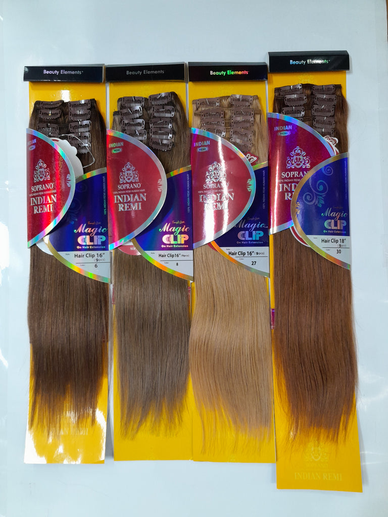 Soprano Indian Remi Magic Clip In Extensions 9pcs 12",14",16" – Remi ...